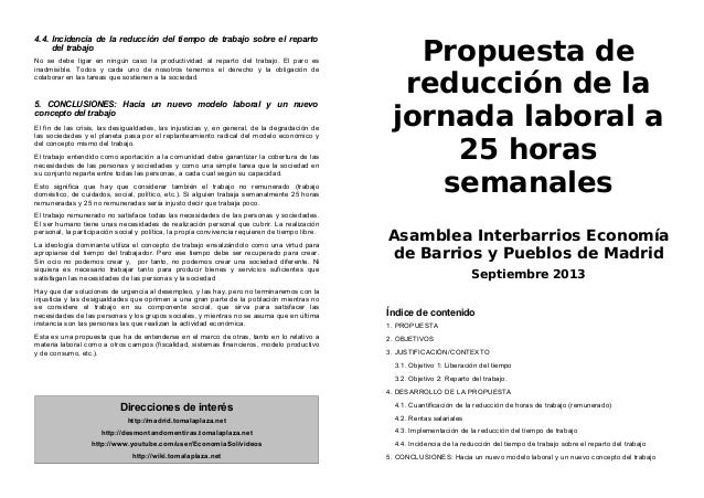 Propuesta De Reducción De La Jornada Laboral A 25 Horas Semanales