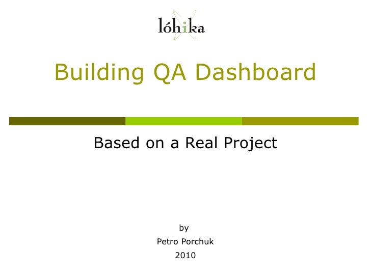 Creating Qa Dashboard