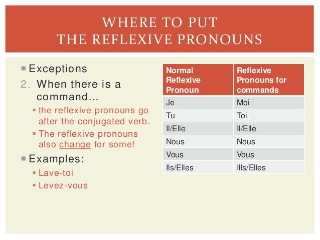 Reflexive verbs - in French
