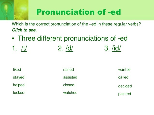 Regular verbs- pronunciation