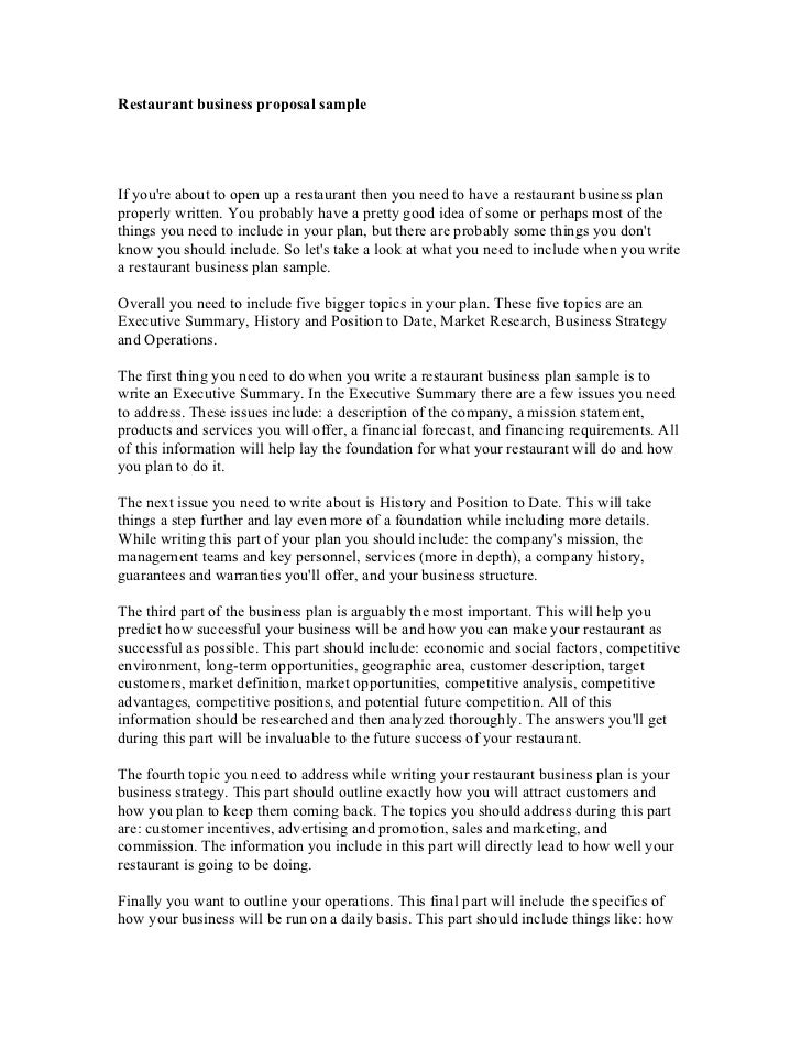 Restaurant Business Proposal Sample