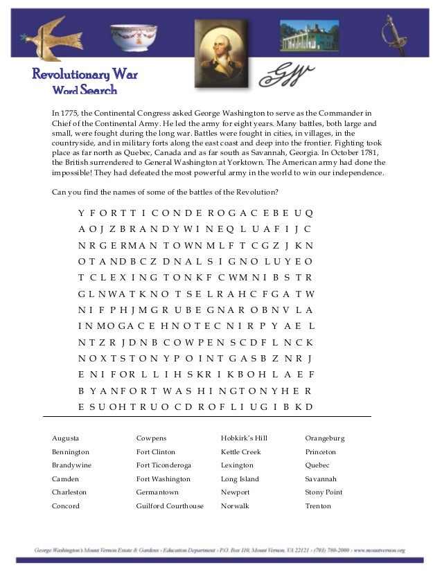 Revolutionary War Word Search revolutionary-war-word-search