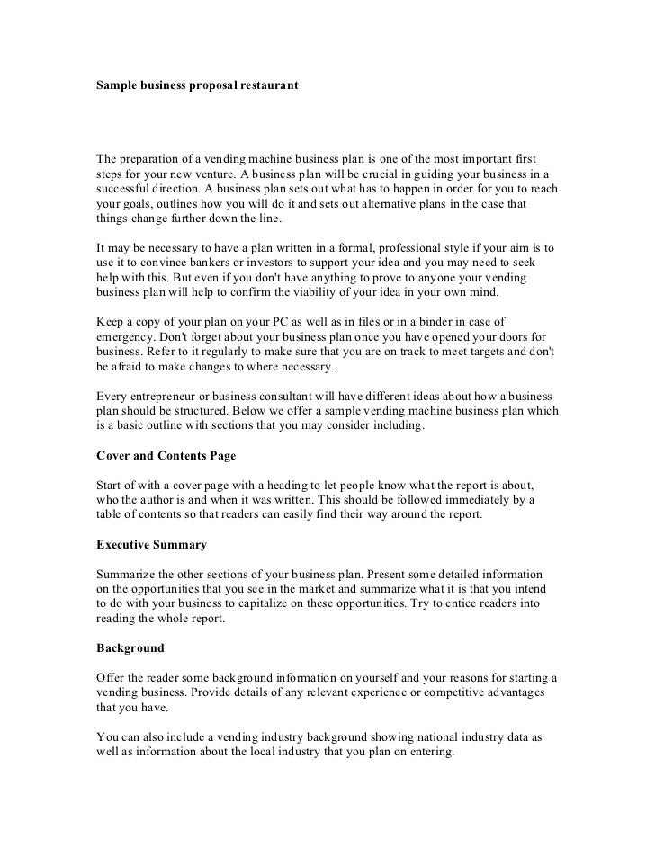 Sample Business Proposal Restaurant Sample Business Proposal Restaurant