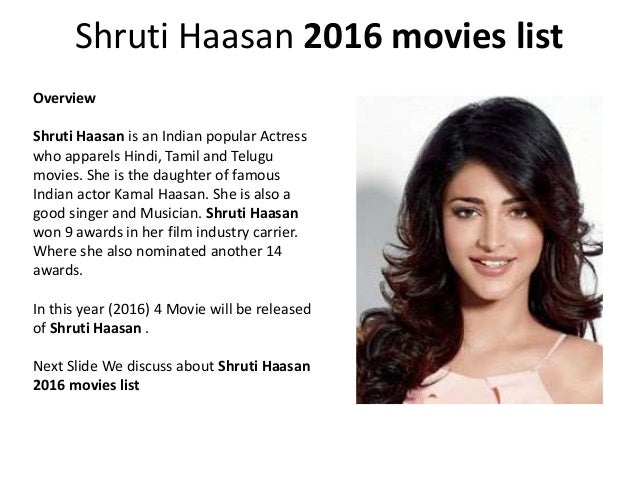 Shruti haasan 2016 movies list Shruti haasan 2016 movies list