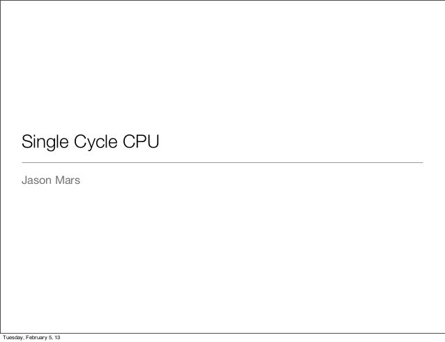 Single Cycle Cpu