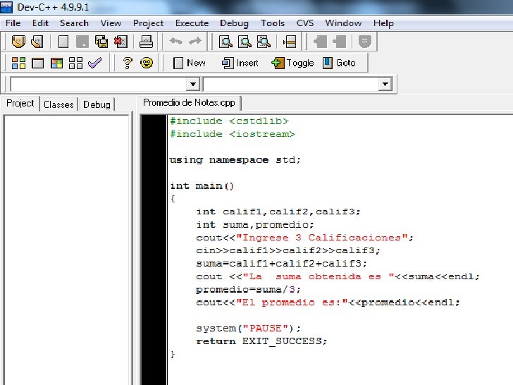 PROGRAMAS EN DEV C++