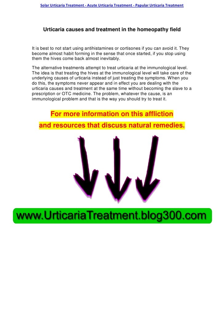 Solar Urticaria Treatment Acute Urticaria Treatment Papular Urti…