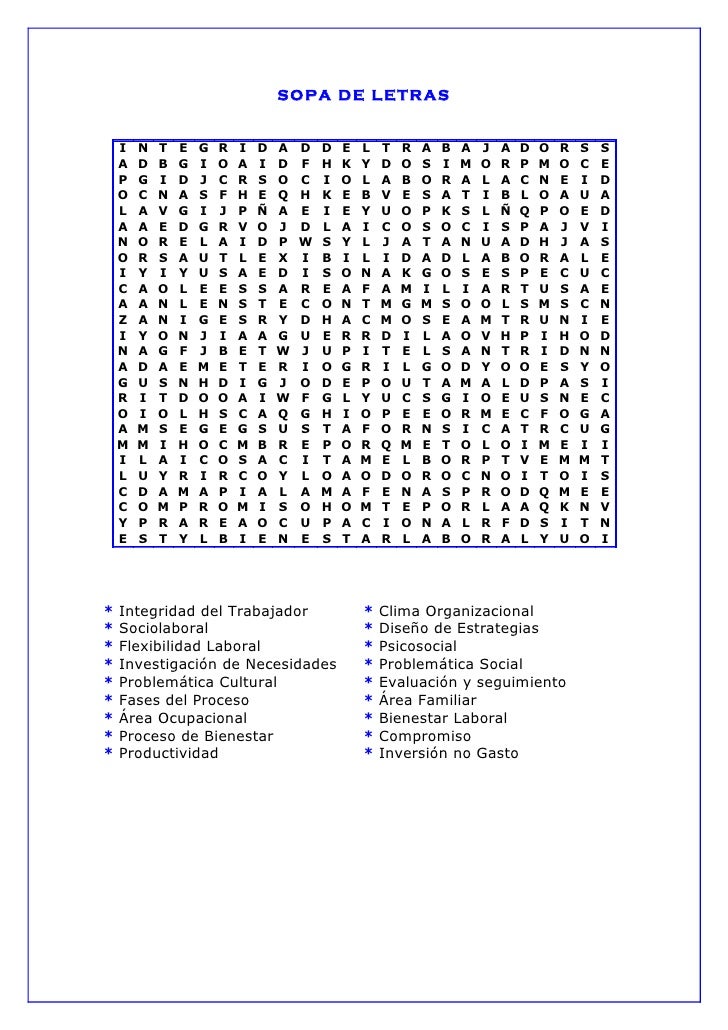Sopa de letra sobre el dia del trabajador - Imagui