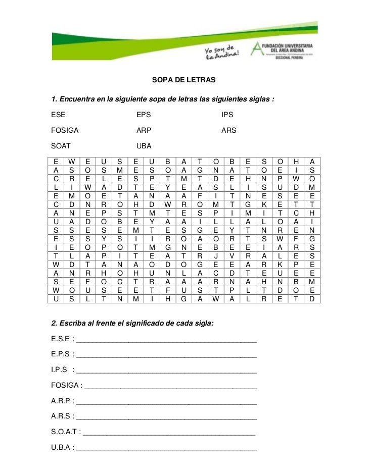 Sopa de letras Sopa de letras