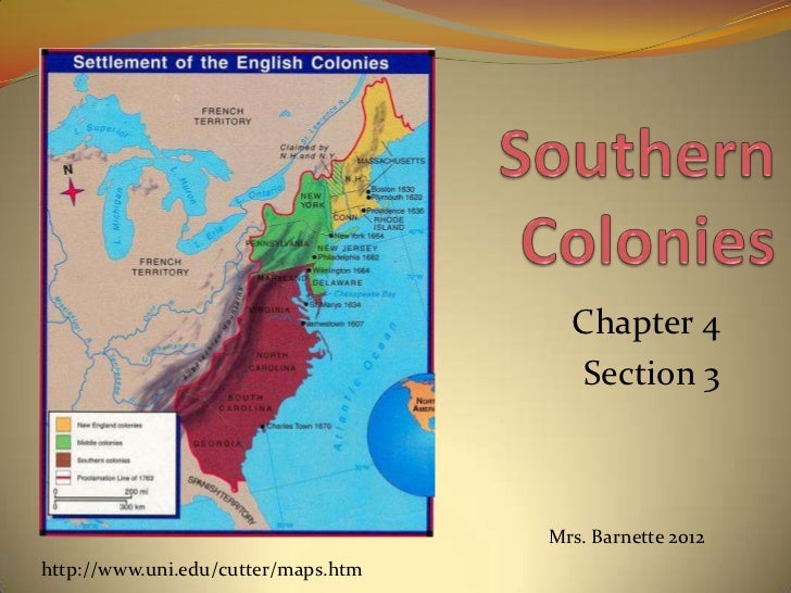 Map Of The Southern Colonies - United States Map
