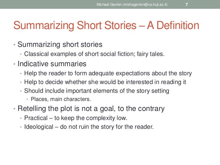 Summarizing Short Stories