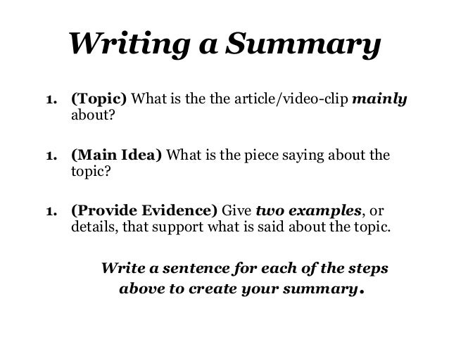 How To Write A Summary
