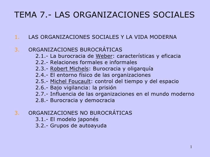 Tema 7 Las Organizaciones Sociales