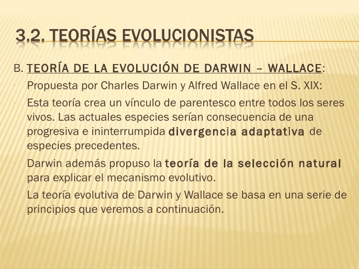 Teoria Sobre La Evolucion : Teoría de Evolución de especies
