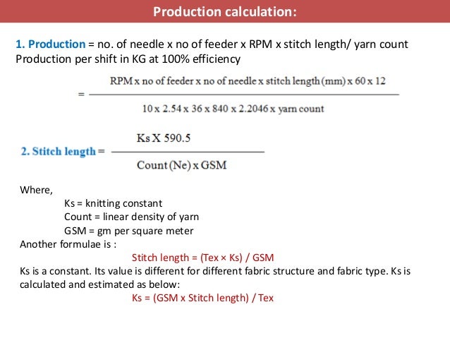 Textile Calculations and Equations