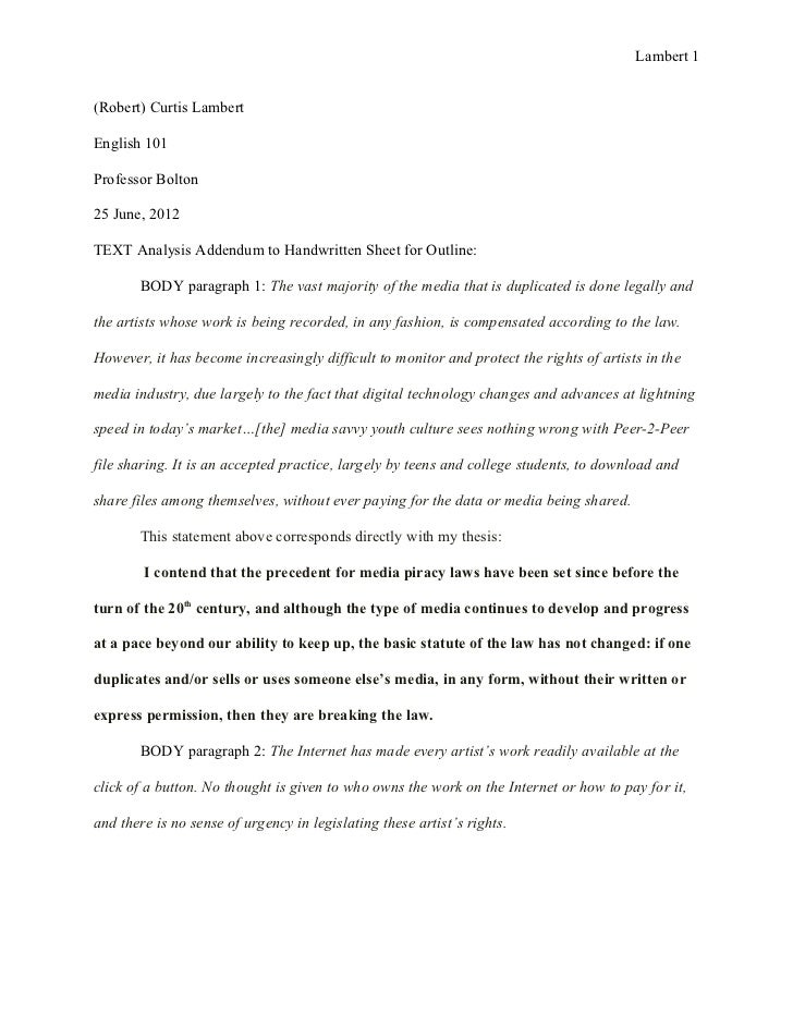 Text Analysis Outline Essay 2 25 June 2012