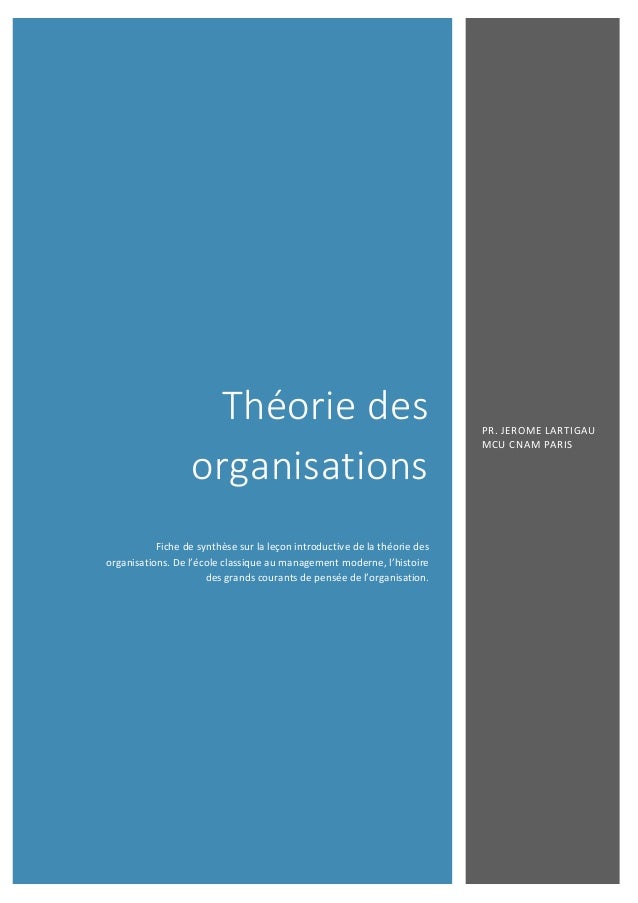 Cours: « Théorie des organisations Cours: « Théorie des organisations