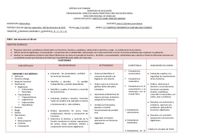 Planeamiento Trimestral De Matemáticas Del Tercer Trimestre 2013
