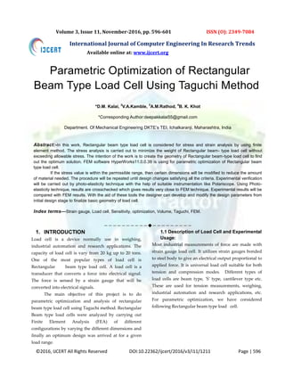 Parametric Optimization Of Rectangular Beam Type Load Cell Using Taguchi Method PDF