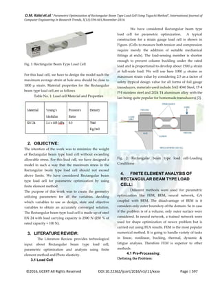 Parametric Optimization Of Rectangular Beam Type Load Cell Using Taguchi Method Pdf