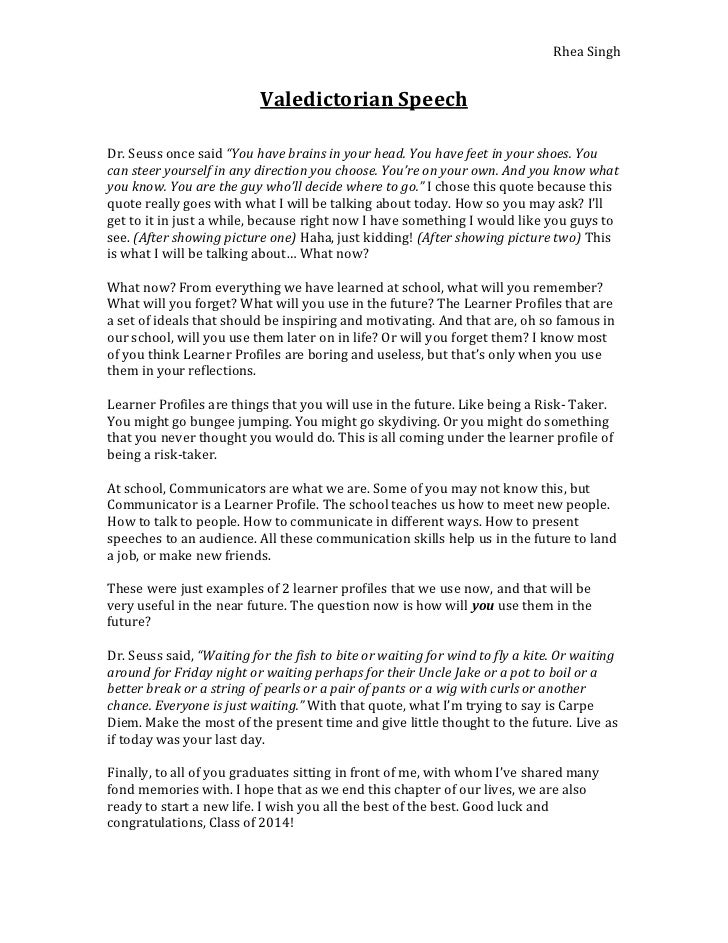 Rhea s Valedictorian Speech Rhea s Valedictorian Speech