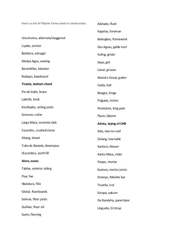 Vernacular terms Vernacular terms