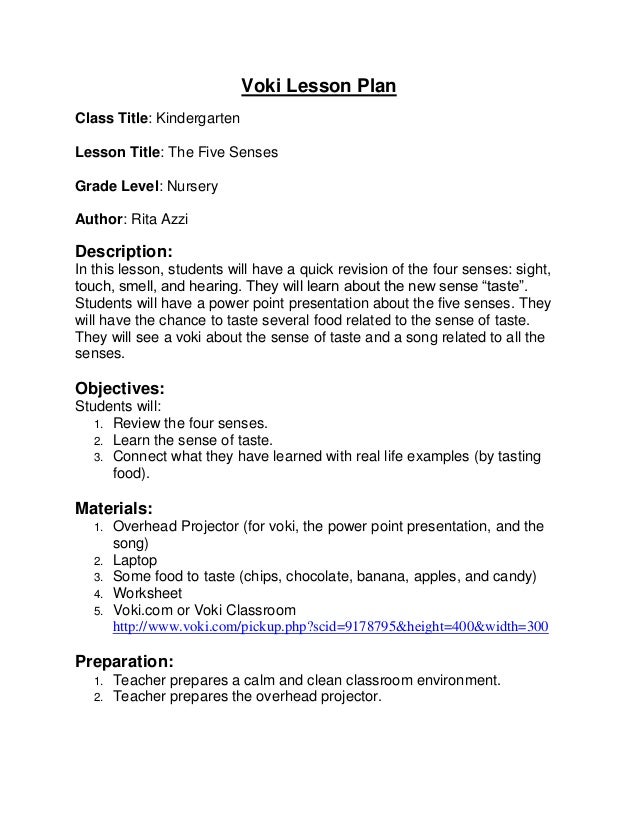 Voki Lesson Plan 5 Senses Voki Lesson Plan 5 Senses
