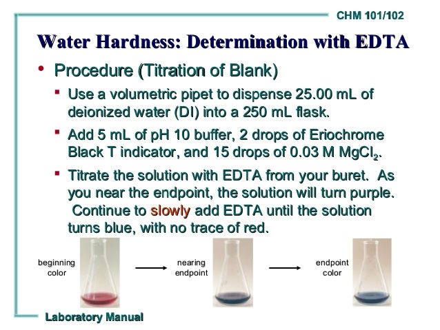 Water hardness edta