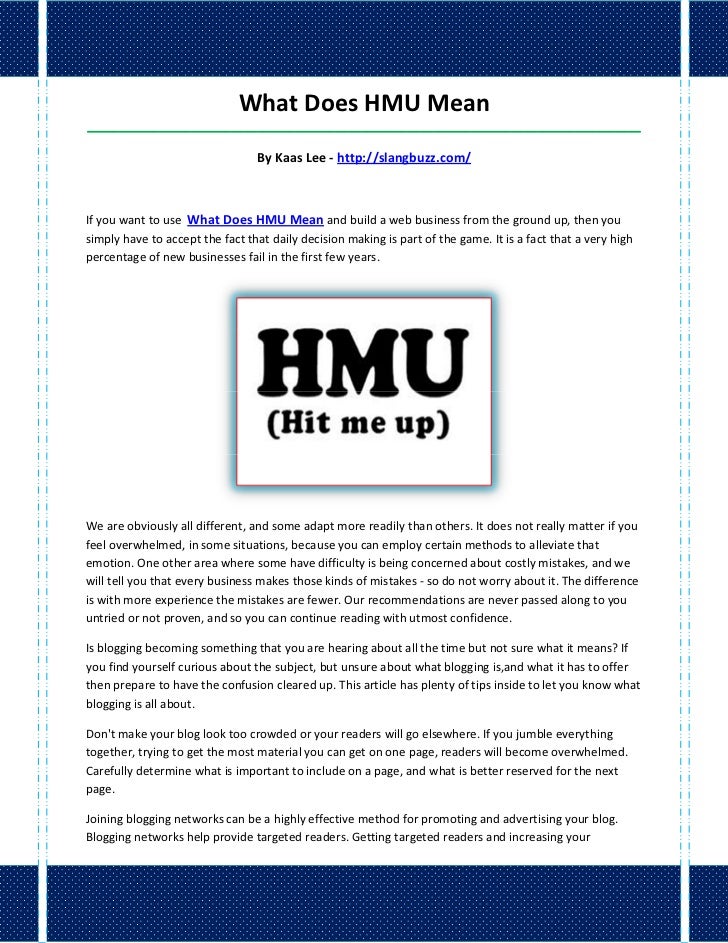 What Does Hmu Mean What Does Hmu Mean