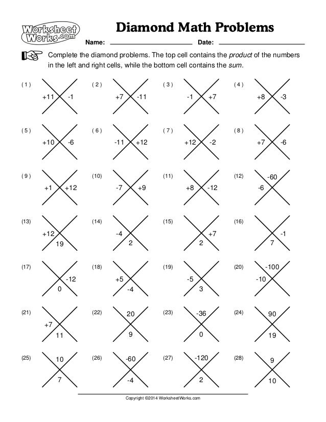 Worksheet Works Diamond math problems 1 Worksheet Works Diamond math problems 1