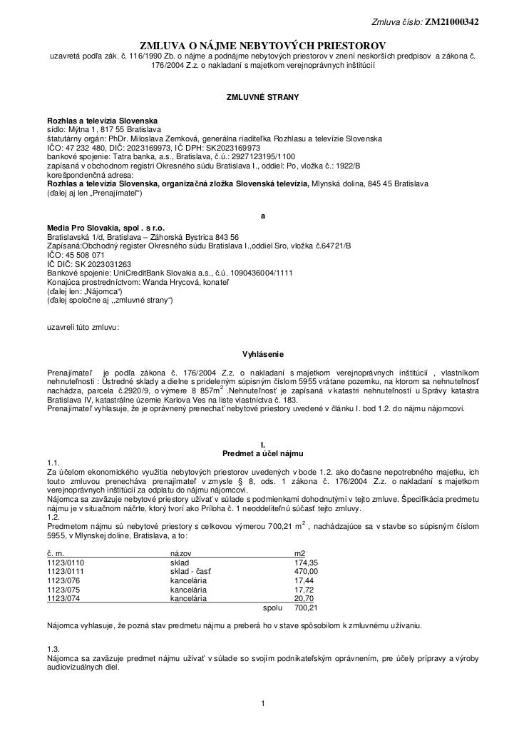 Zmluva o năˇjme nebytovă˝ch priestorov text