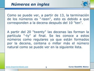 0.10 los números en ingles cardinales y ordinales | PPTX