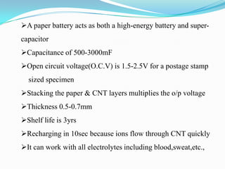 paper battery | PPTX | Chemistry | Science