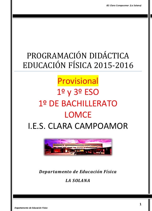 Programación didáctica de Educación Física LOMCE 2015-16 1º y 3º ESO