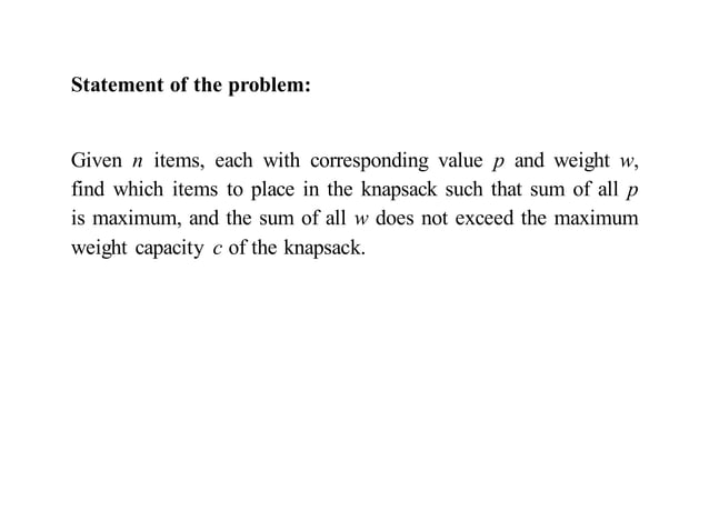 0-1 KNAPSACK PROBLEM | DOCX