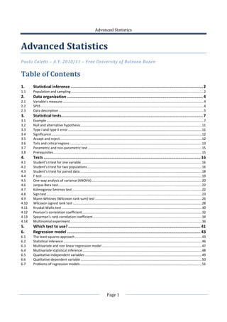 Basics of advanced statistics | PDF