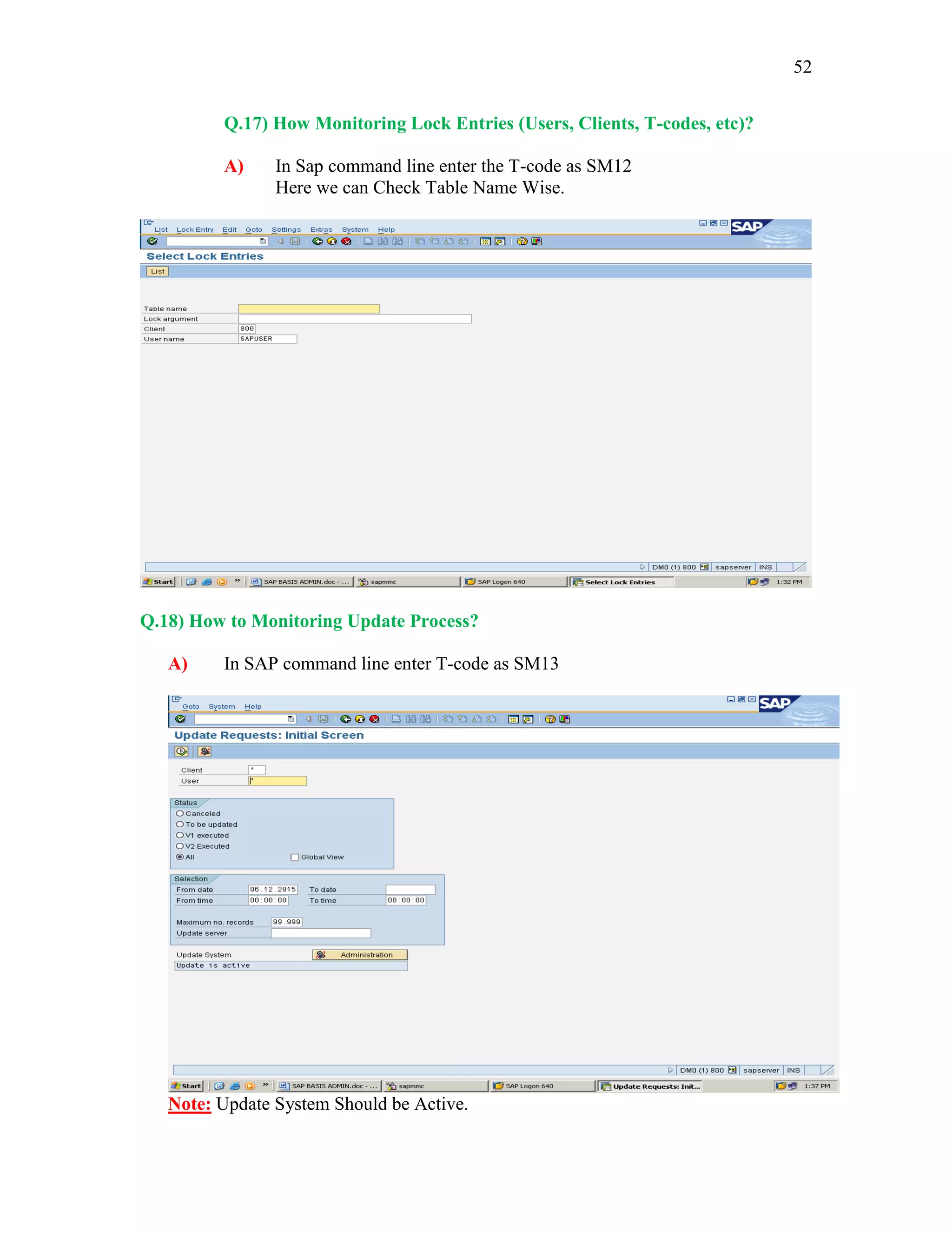 sap basis transaction codes | PDF