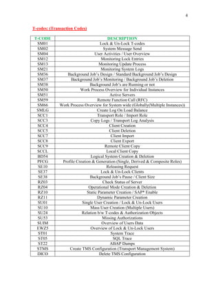 sap basis transaction codes | PDF