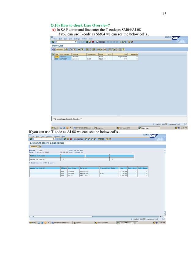 sap basis transaction codes | PDF
