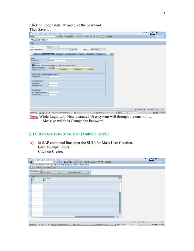 sap basis transaction codes | PDF