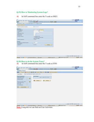 sap basis transaction codes | PDF