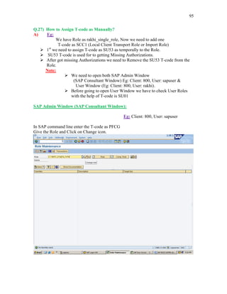 sap basis transaction codes | PDF
