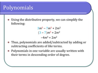 0.2 Exponents and Polynomials | PPT