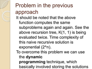 0 1 knapsack using naive recursive approach and top-down dynamic programming approach | PPTX