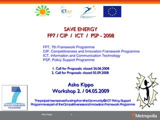 Asko Kippo: SAVE ENERGY Project | PPT