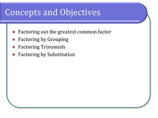 0.4 Factoring Polynomials | PPT