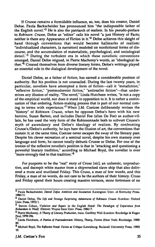 Confronting Authority: J.M. Coetzee's Foe and the Remaking of Robinson ...