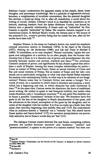 Confronting Authority: J.M. Coetzee's Foe and the Remaking of Robinson ...