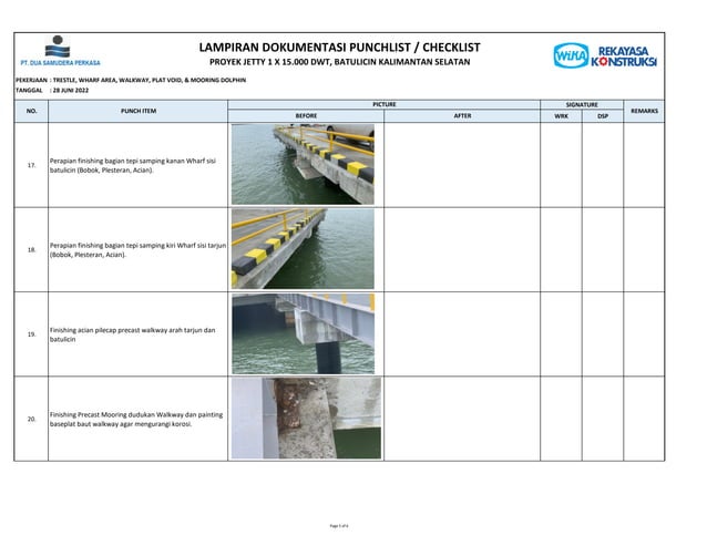 0. Lampiran Checklist Punchlist Jetty 15.000 DWT.pdf | Free Download