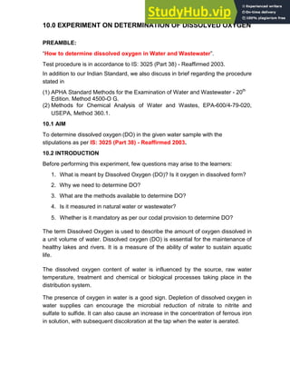 0.0 EXPERIMENT ON DETERMINATION OF DISSOLVED OXYGEN | PDF